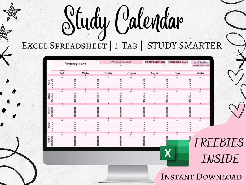 Study Spreadsheet Student Planner Digital Task Tracker - Etsy