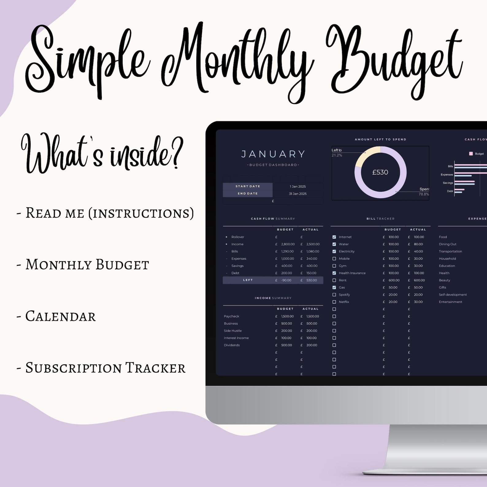 Budget Planner Google Sheet Dark Mode Monthly Budget Spreadsheet ...