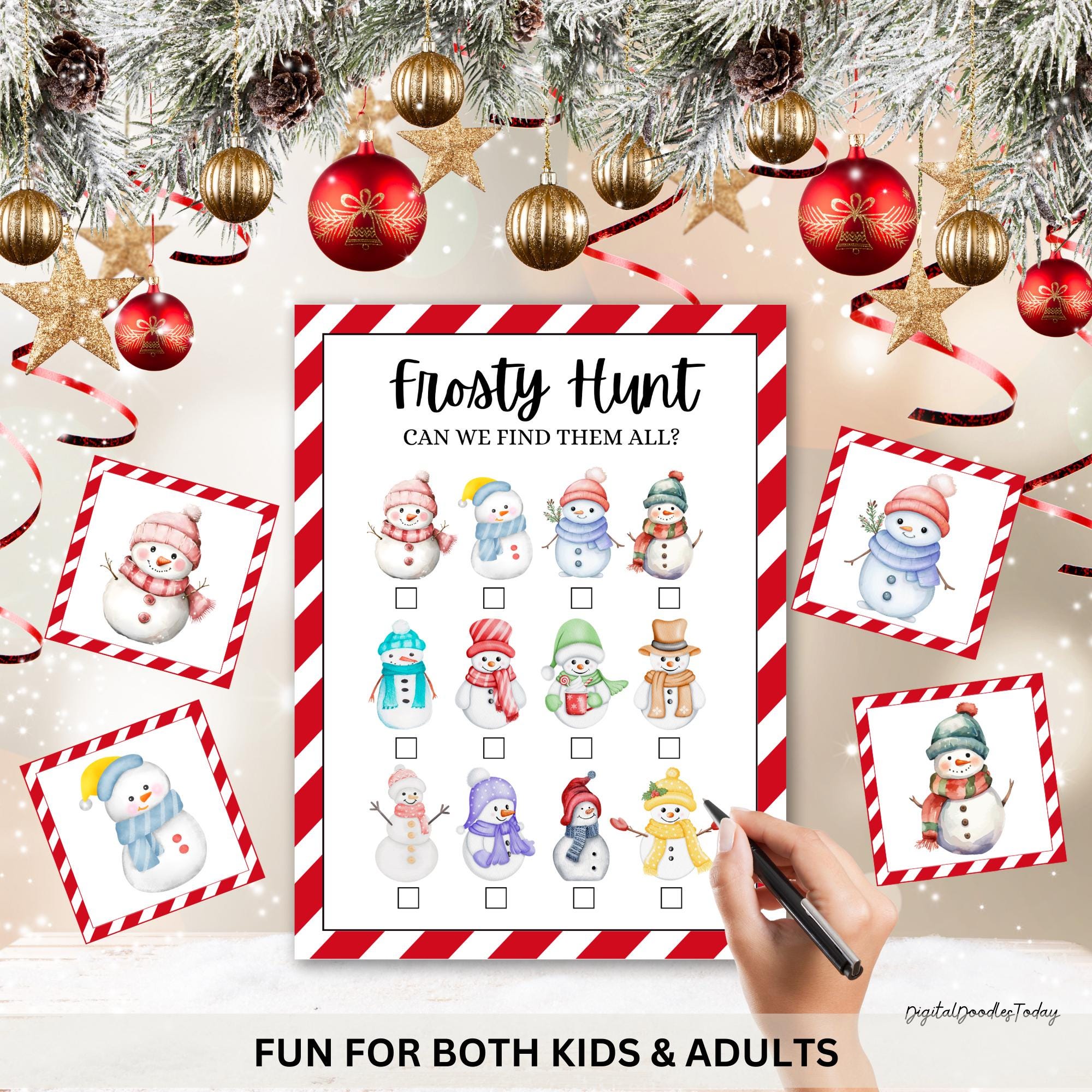 Christmas Scavenger Hunt Printable for Kids, Snowman Scavenger Hunt ...