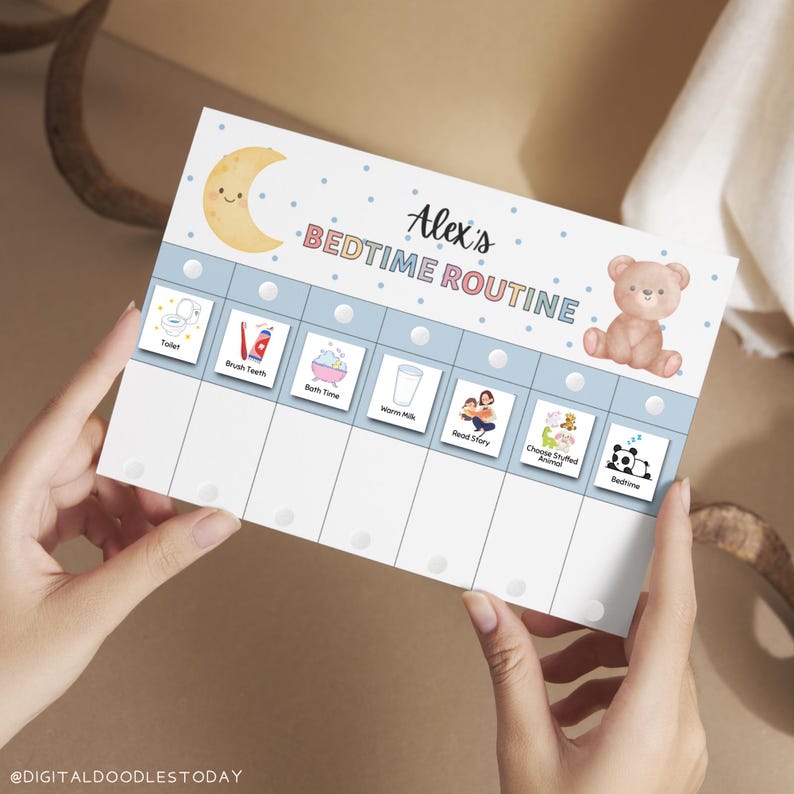 Editable Kids Flip Routine Chart, Printable Morning Evening Bedtime ...