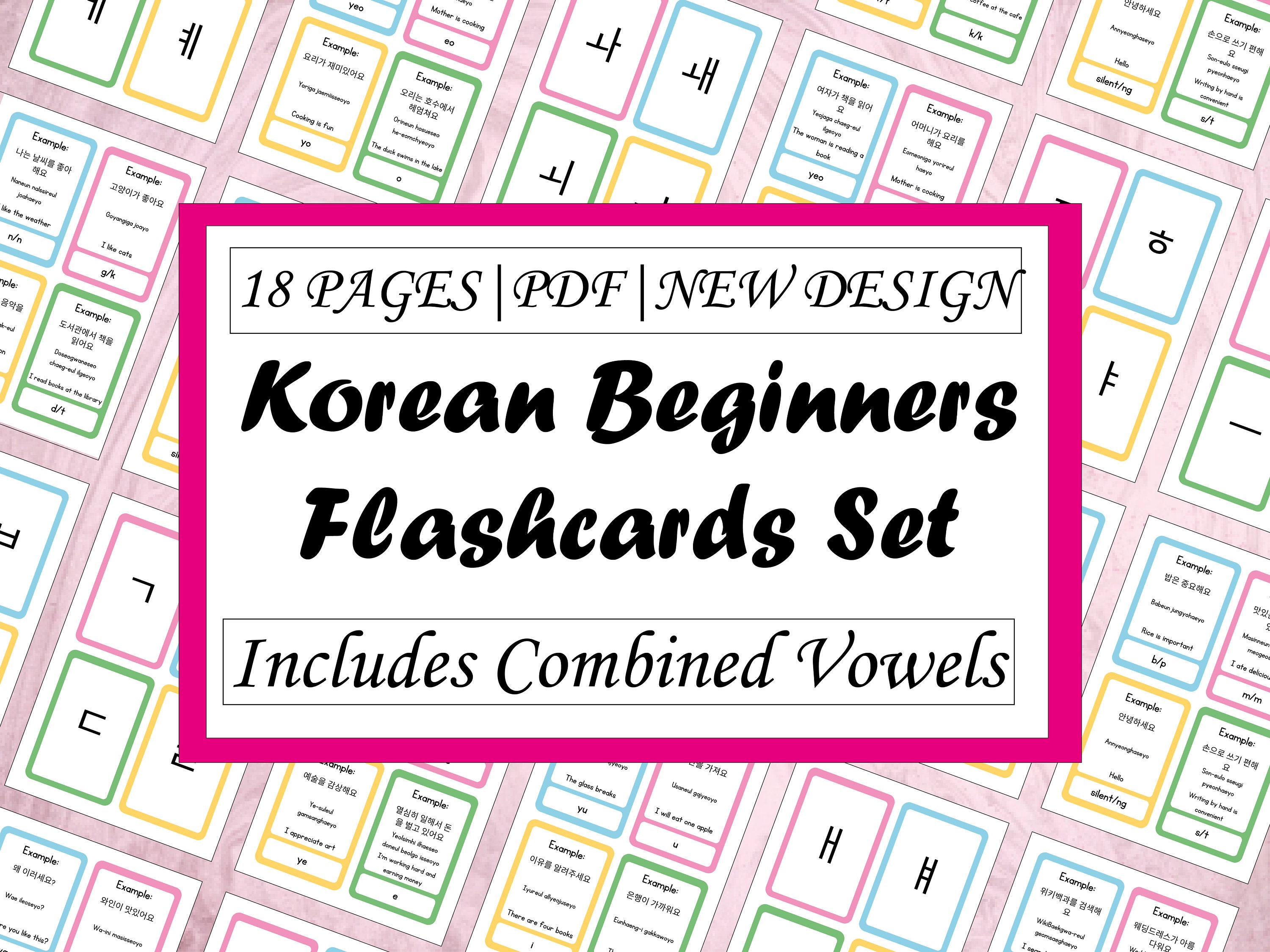 Korean Flashcards Digital Download PDF Korean Alphabet Korean Practice ...