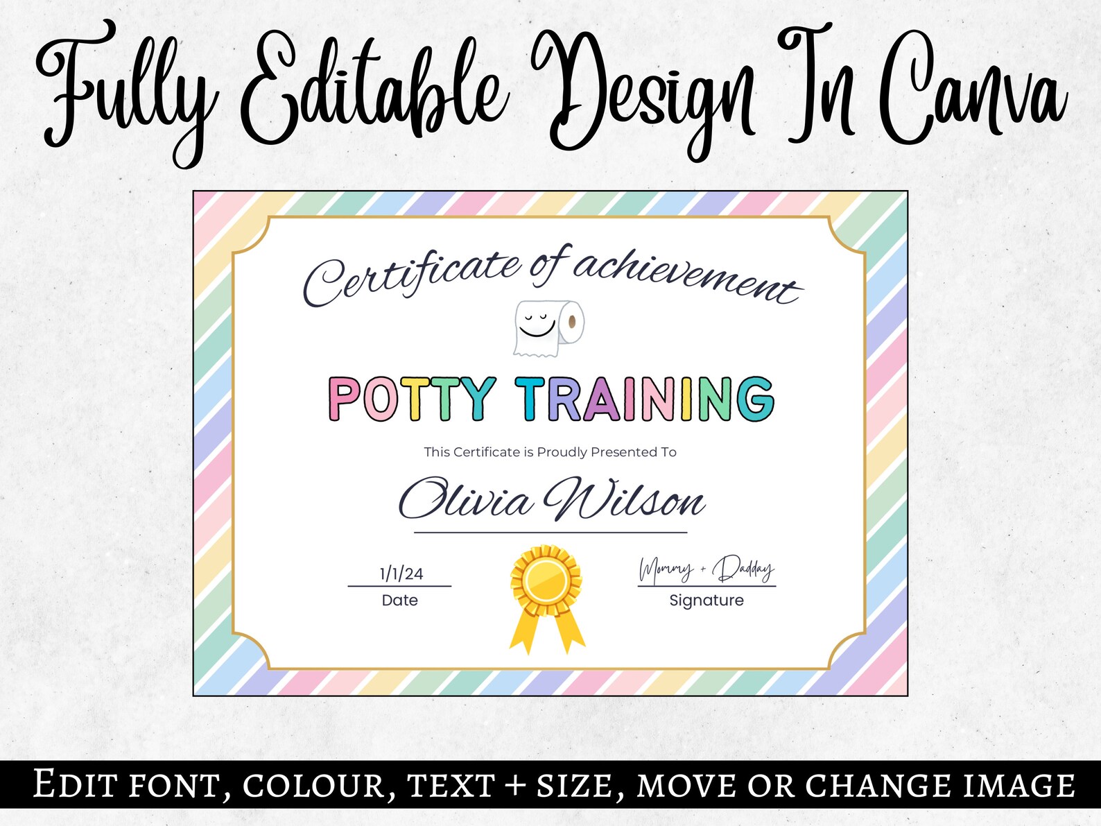 Editable Potty Training Certificate, Potty Training Tracker, Toddlers ...