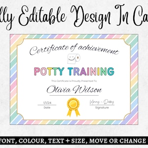 Editable Potty Training Certificate, Potty Training Tracker, Toddlers ...