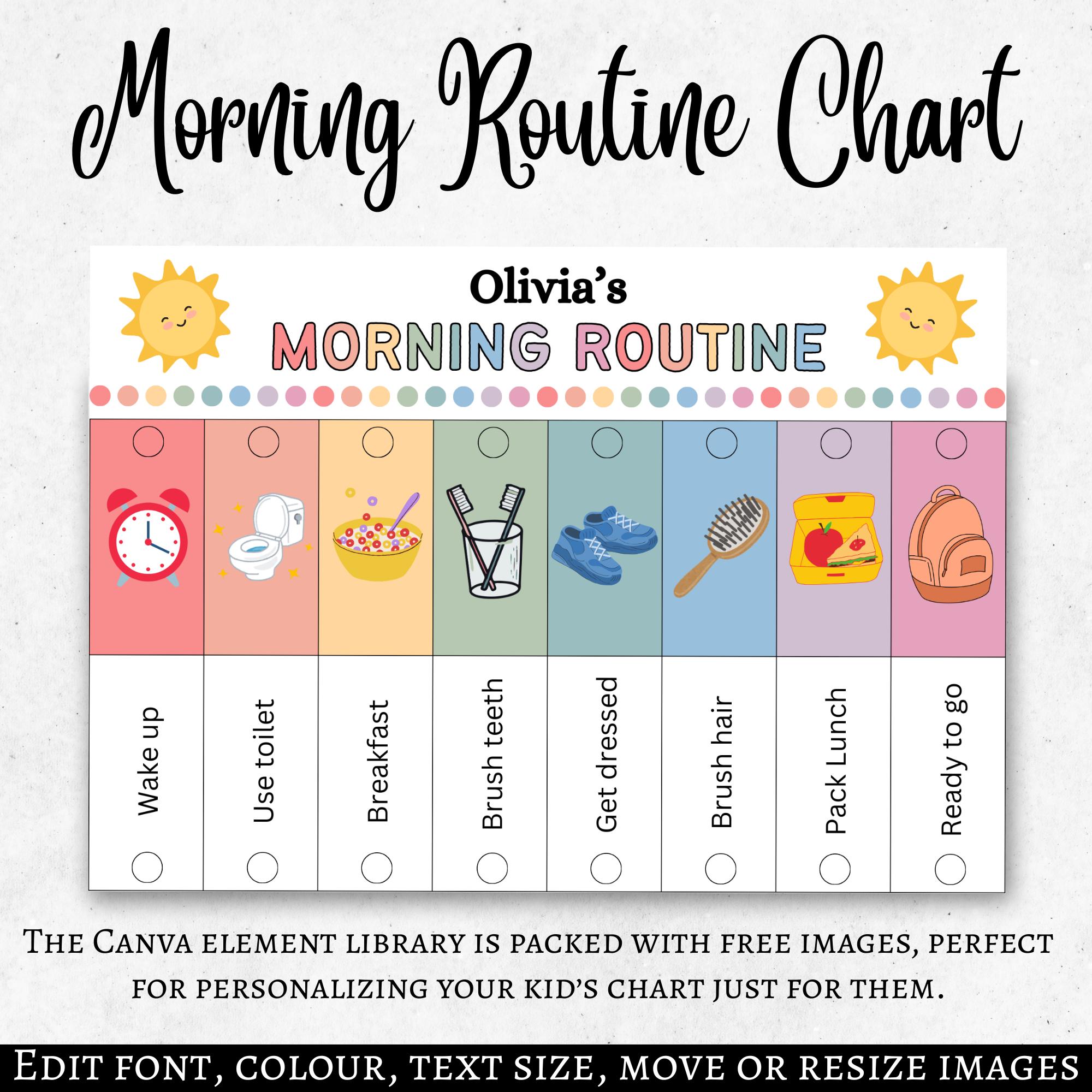 Kids Boho Flip Routine Chart Editable Printable, Morning Evening ...