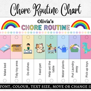 Kids Flip Routine Chart Editable Printable, Morning Evening Bedtime ...