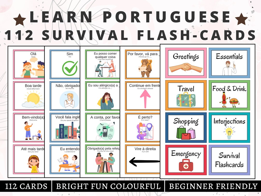 Portuguese Flashcards for Beginners, Portuguese Printable Flashcards ...
