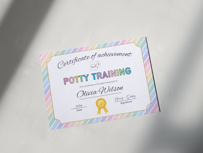 Editable Potty Training Certificate, Potty Training Tracker, Toddlers ...