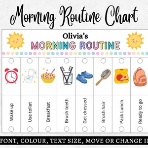 Kids Flip Routine Chart Editable Printable, Morning Evening Bedtime ...