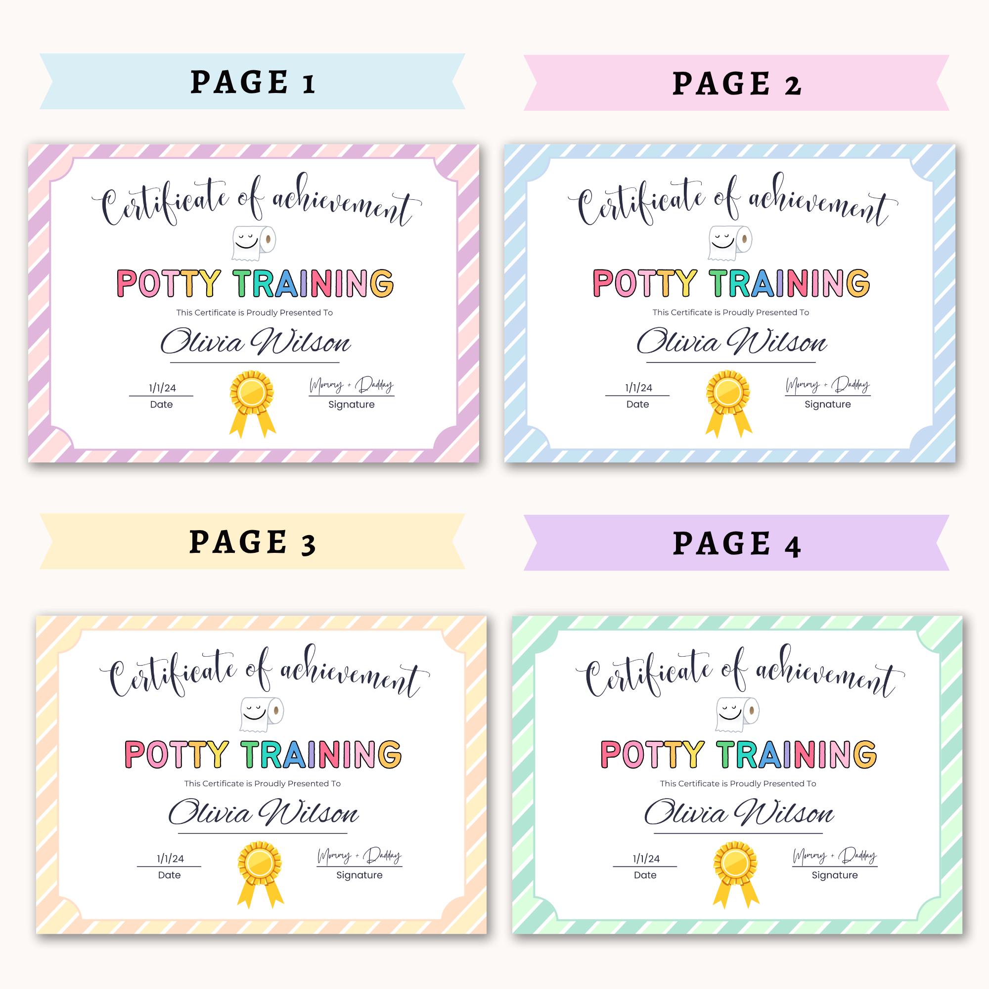Editable Potty Training Certificate, Potty Training Tracker Toddlers ...