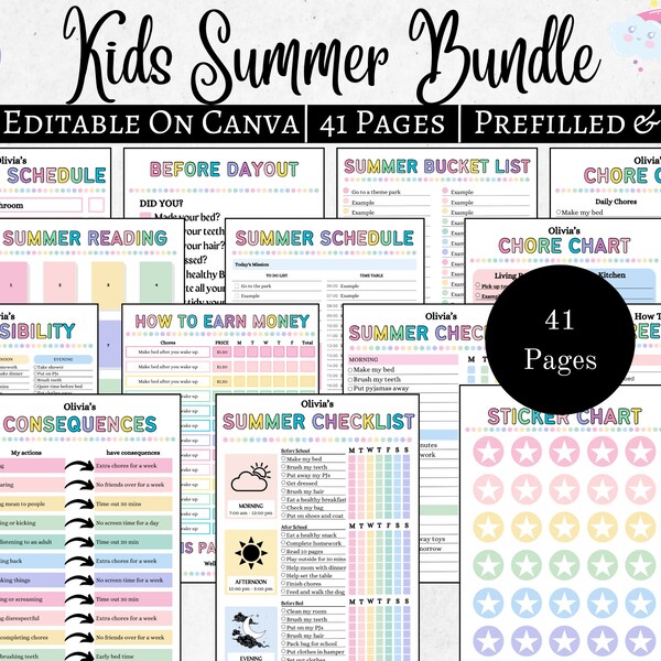 Summer Bucket List Editable Canva - Etsy