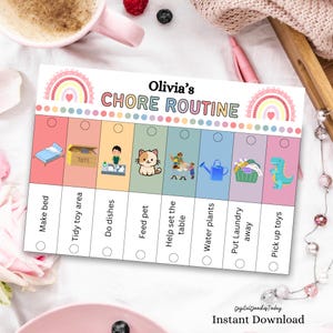 Kids Boho Flip Routine Chart Editable Printable, Morning Evening ...