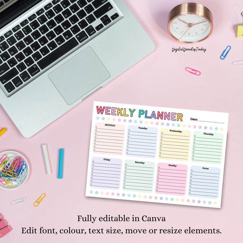 Editable Weekly Planner | Printable, Digital | Weekly Planner PDF ...