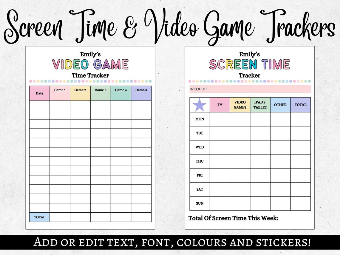Editable Screen Time Checklist, Screen Time Rules,screen Time Chore ...