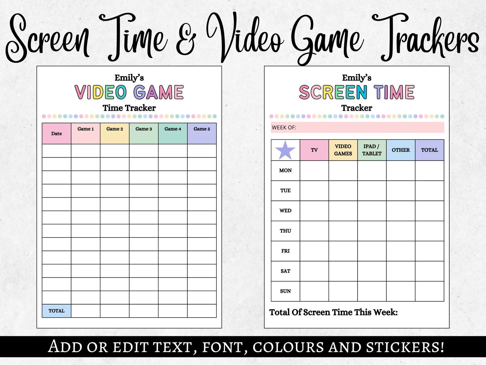 Editable Screen Time Checklist, Screen Time Rules,screen Time Chore ...