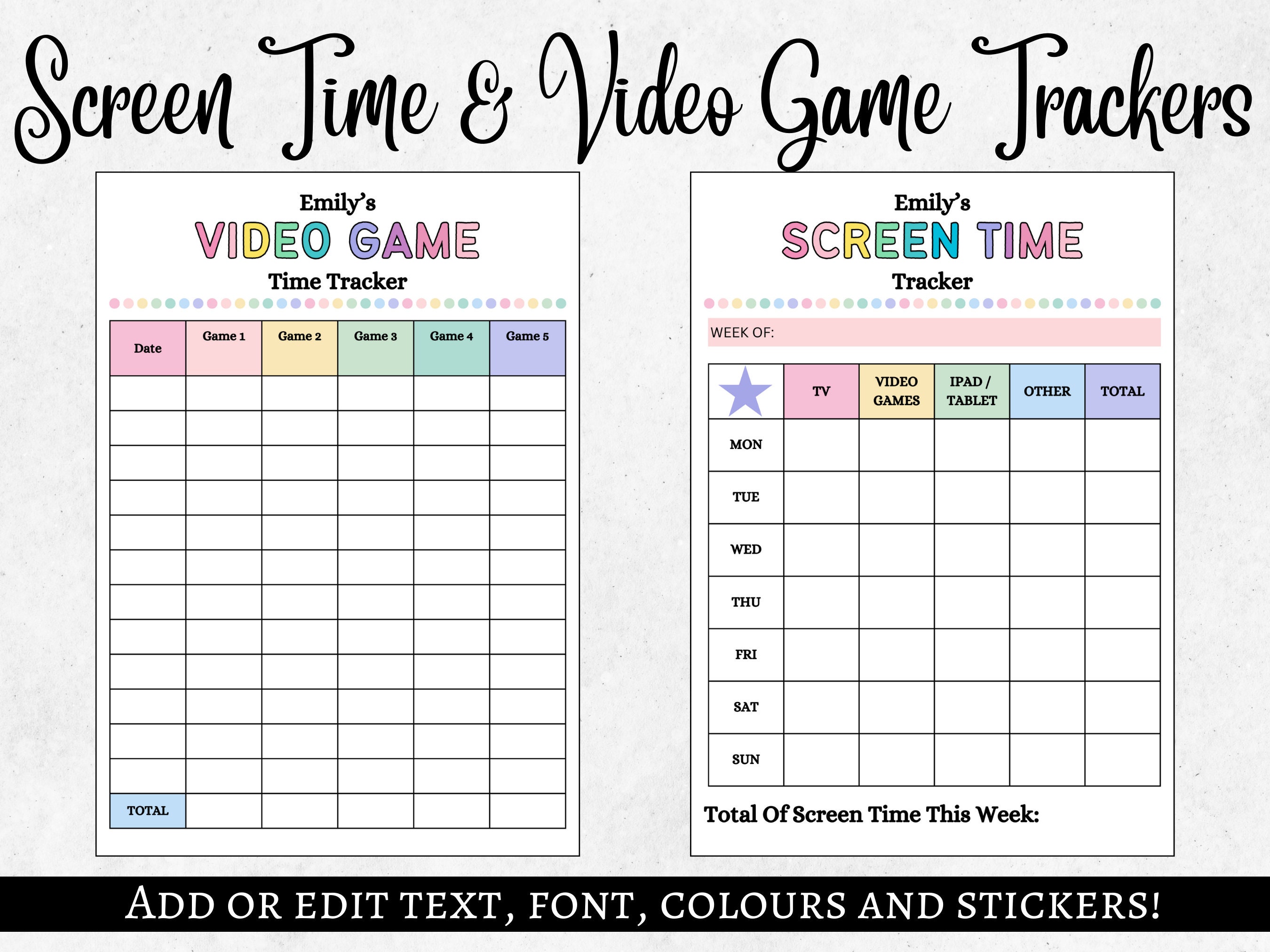 Editable Screen Time Checklist, Screen Time Rules,screen Time Chore ...