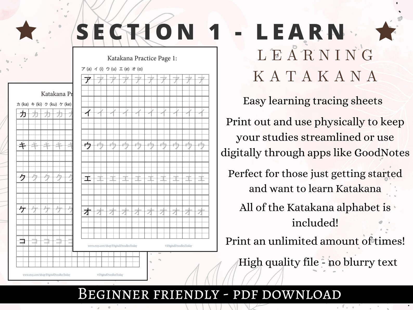 Japanese Katakana Workbook | Printable Japanese Writing Practice Sheets ...