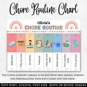 Kids Boho Flip Routine Chart Editable Printable, Morning Evening ...