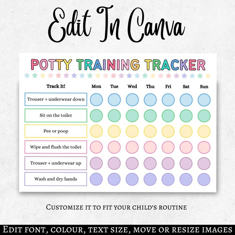 Potty Training Tracker Printable, Toilet Training Tracker, Potty ...