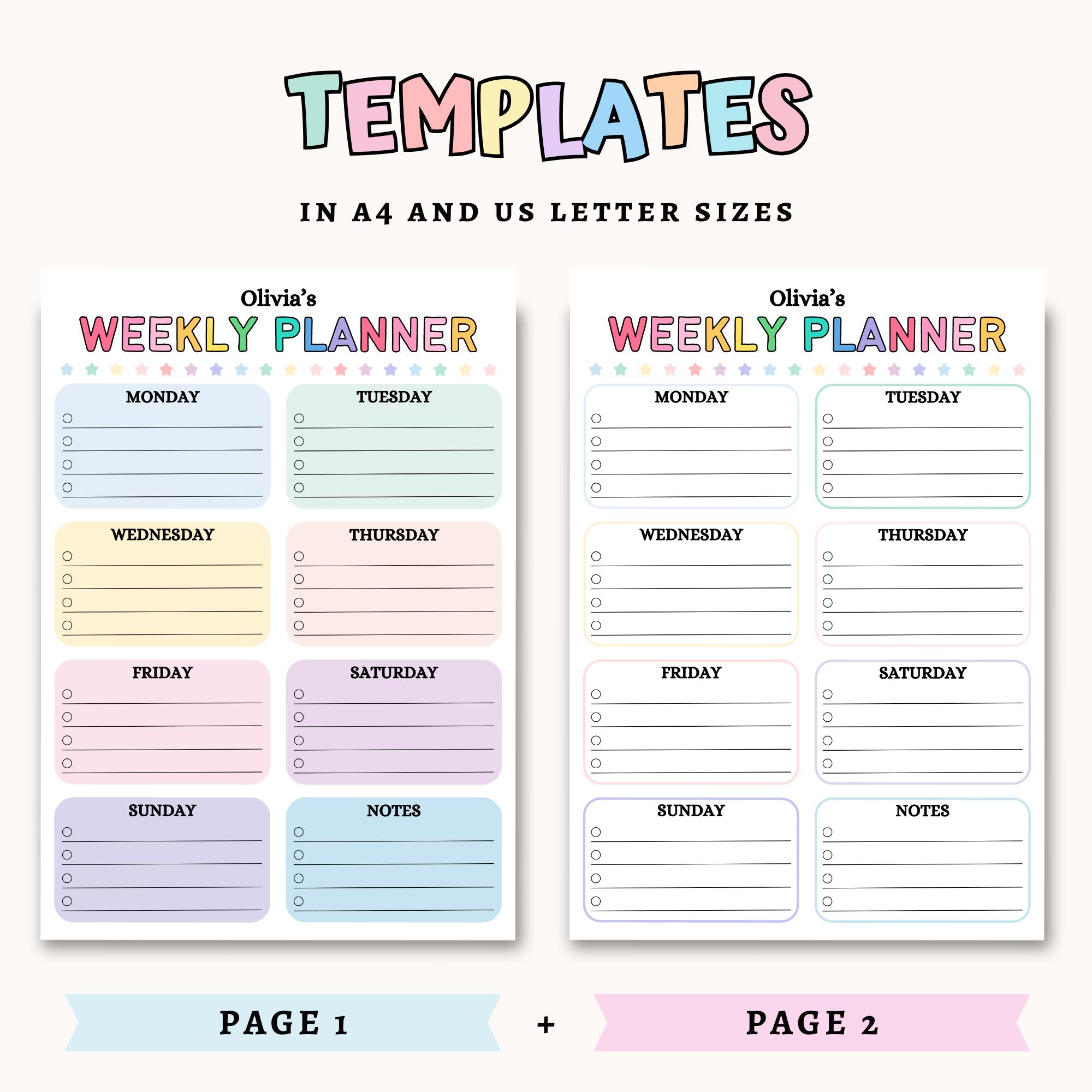 Kids Weekly Planner | Rainbow Daily Planner | Homeschool Planner | Kids ...