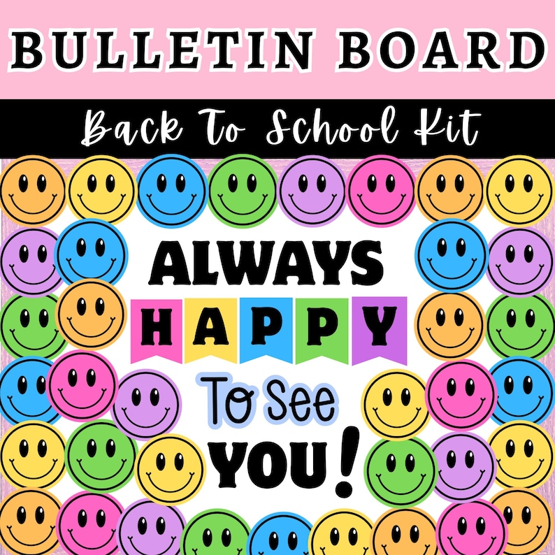 Smiley Face Bulletin Board or Door Kit With Letters and Bunting ...