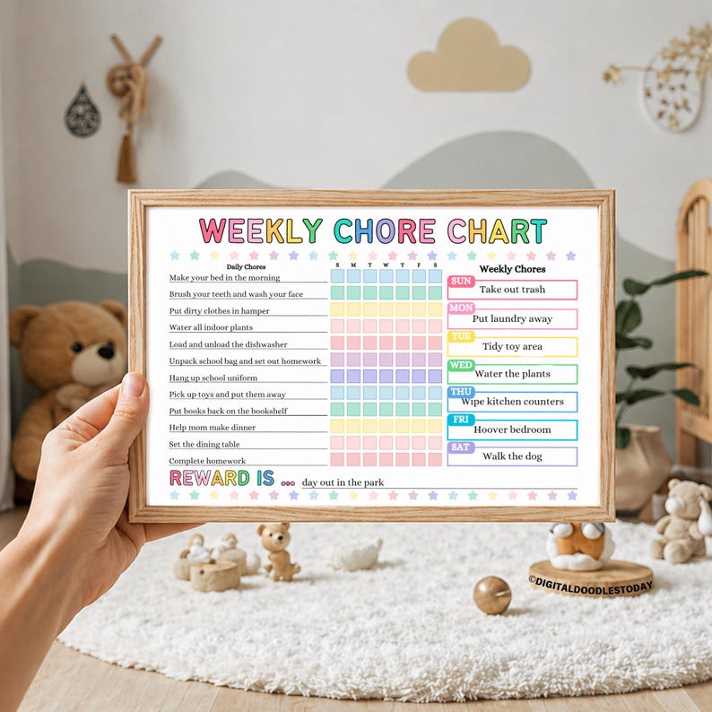 Editable Weekly Chore Chart for Kids | Printable Kids Responsibility ...