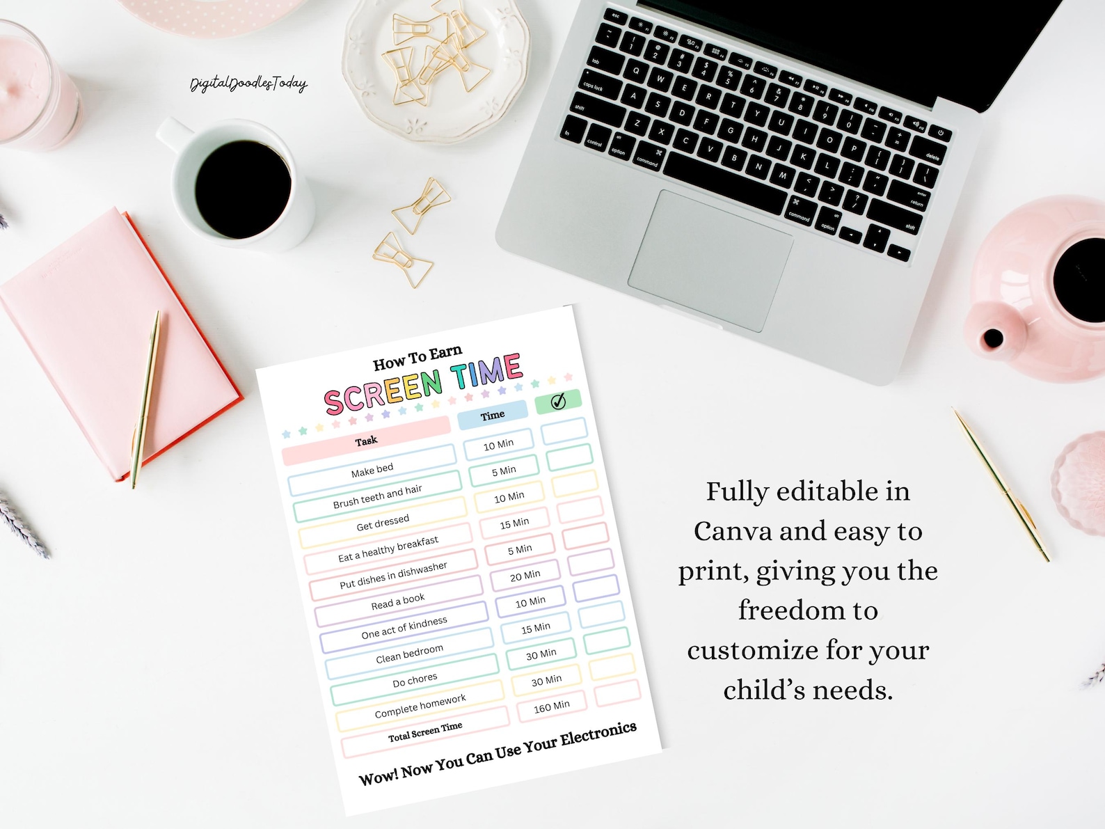Editable Screen Time Checklist, Screen Time Rules,screen Time Chore ...