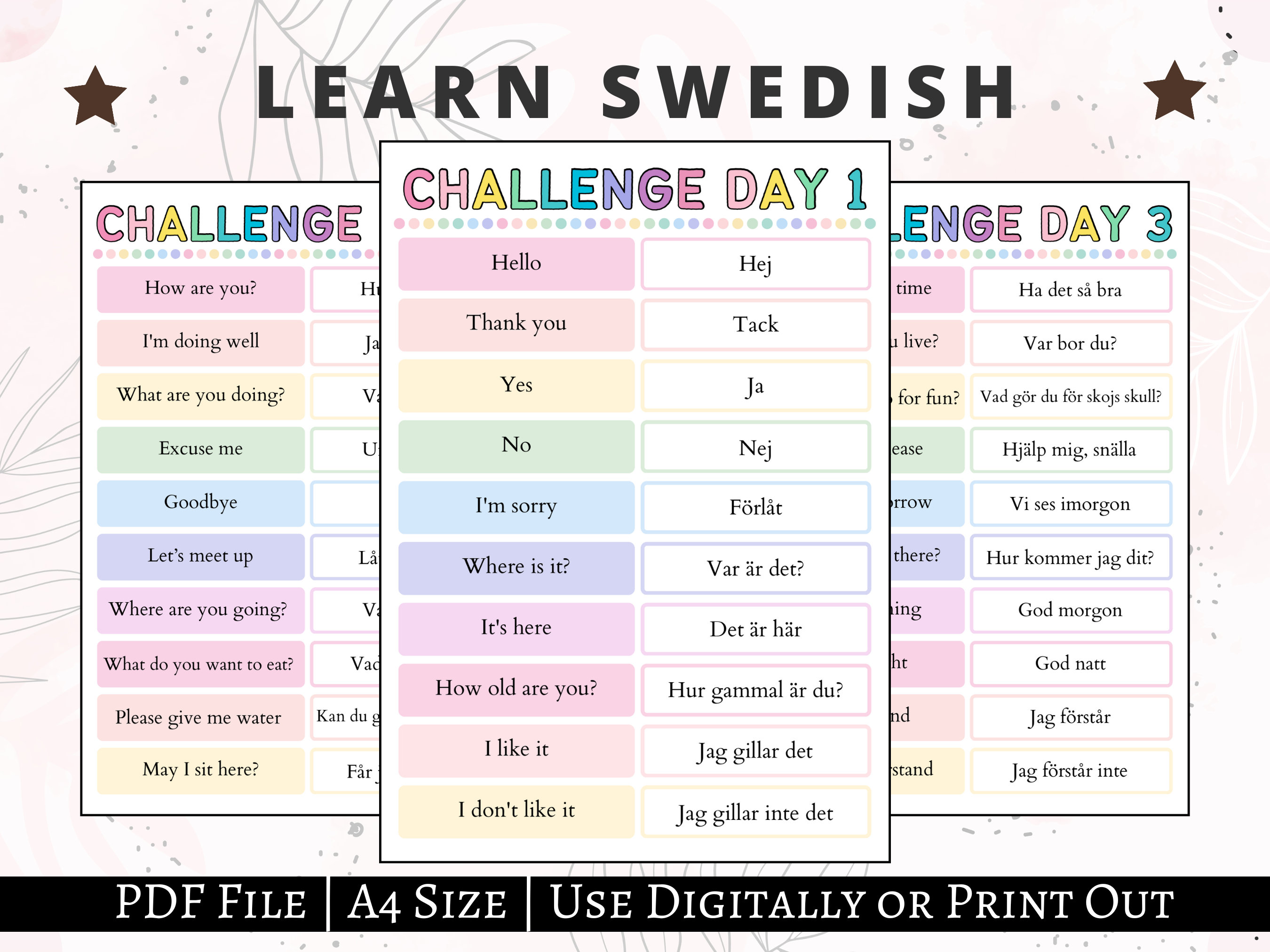 Swedish Language Learning | Swedish Workbook | Swedish Practice | Learn ...