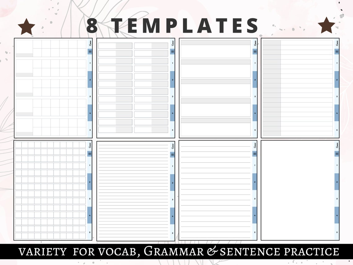 Korean Study Notebook | Korean Digital Notebook | Korean Templates ...