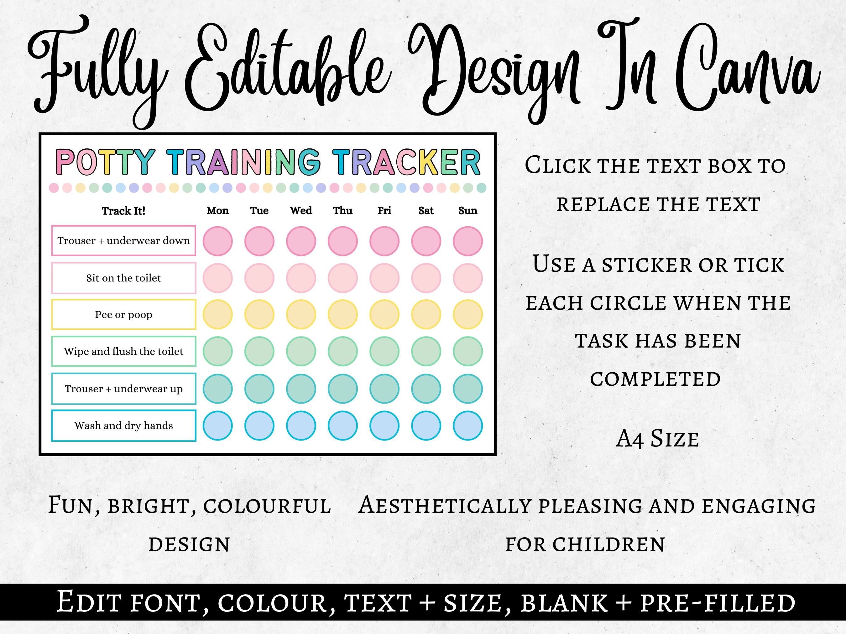 Potty Training Tracker Printable, Toilet Training Tracker, Potty ...