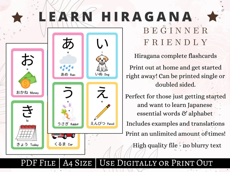 Learn Japanese With Hiragana Flashcards FREE Additional Sounds, Self ...