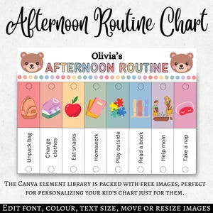 Kids Boho Flip Routine Chart Editable Printable, Morning Evening ...