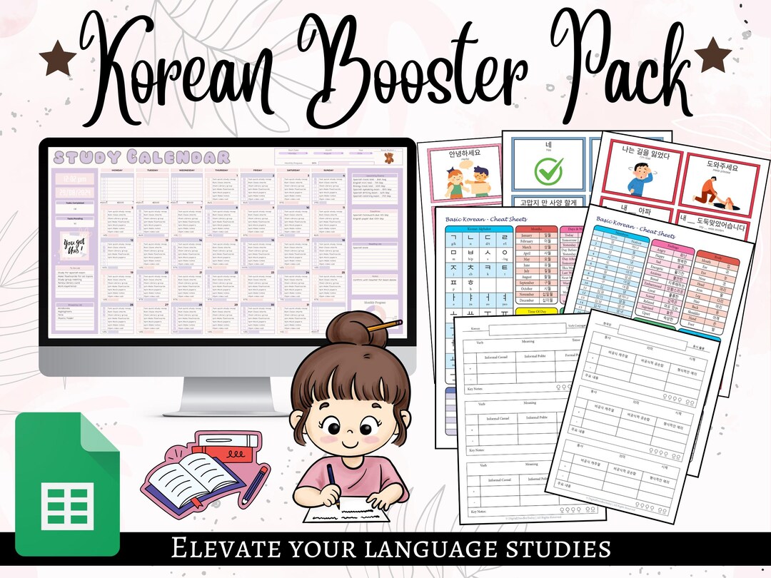 Korean Language Study Pack Korean for Beginners Korean Worksheets ...
