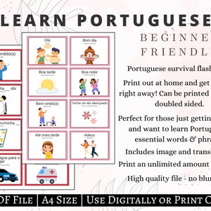 Portuguese Flashcards for Beginners, Portuguese Printable Flashcards ...