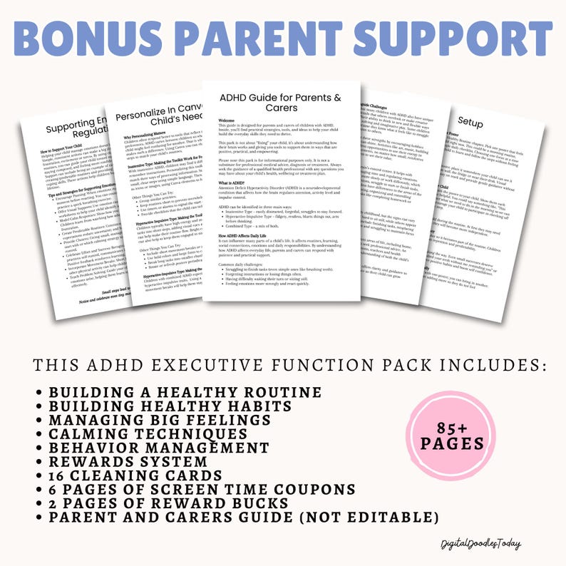 Kids ADHD Executive Functioning Toolkit, Children ADHD Printables, Kids ...