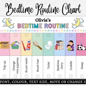 Kids Flip Routine Chart Editable Printable, Morning Evening Bedtime ...