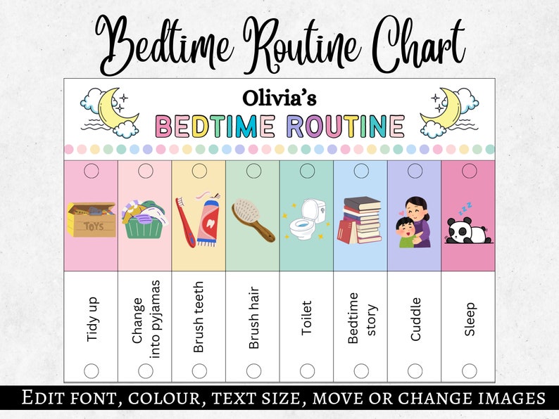 Gráfico de rutinas para niños editable e imprimible, Gráfico de rotafolio para la mañana y la ...