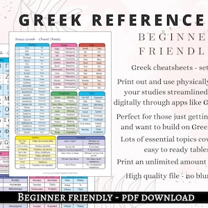 Greek Cheat Sheets, Greek Language Learning, Greek Alphabet, Greek ...