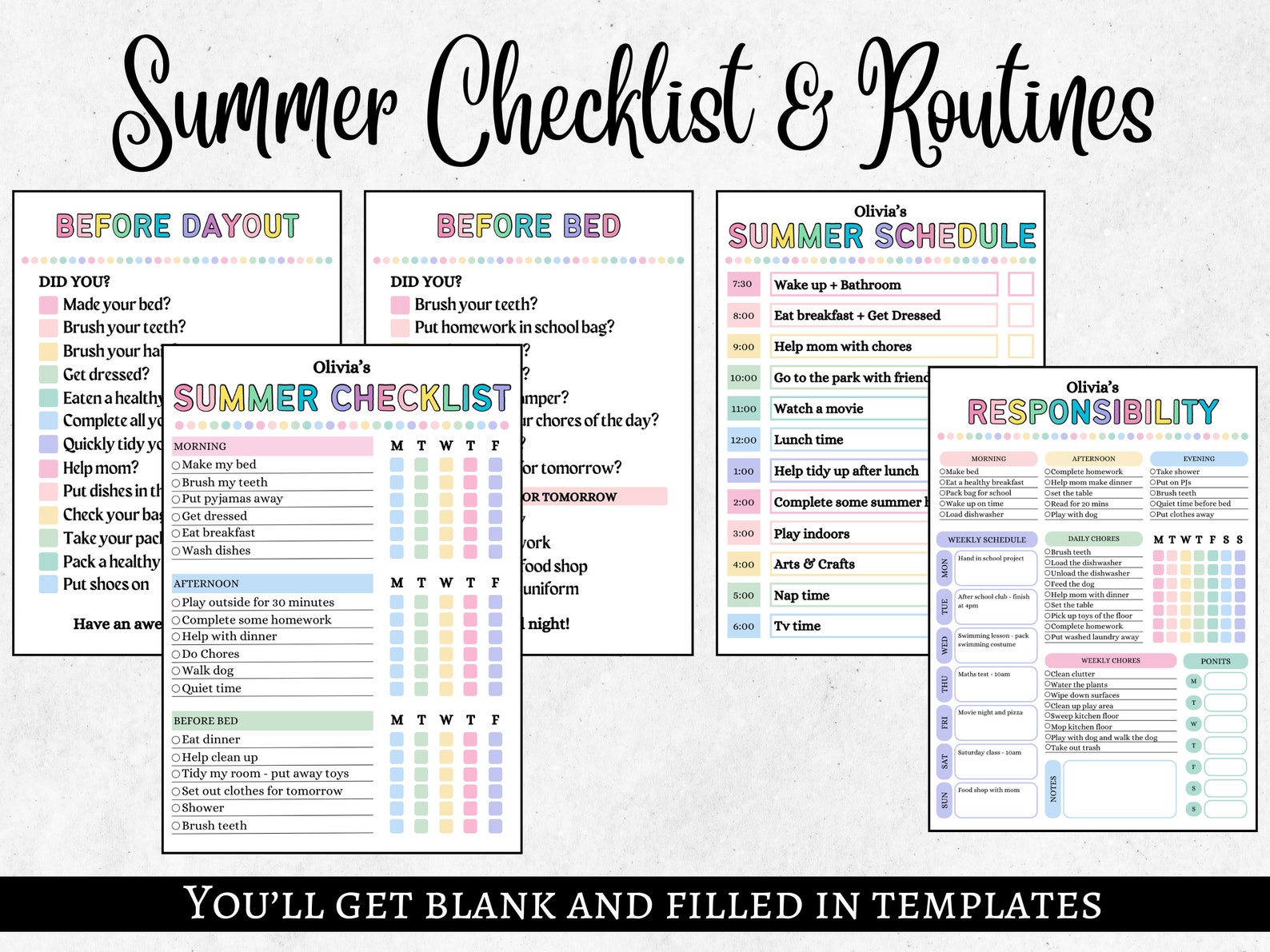Kids Summer Planner, Printable Summer Planner, Summer Kids Bucket List ...