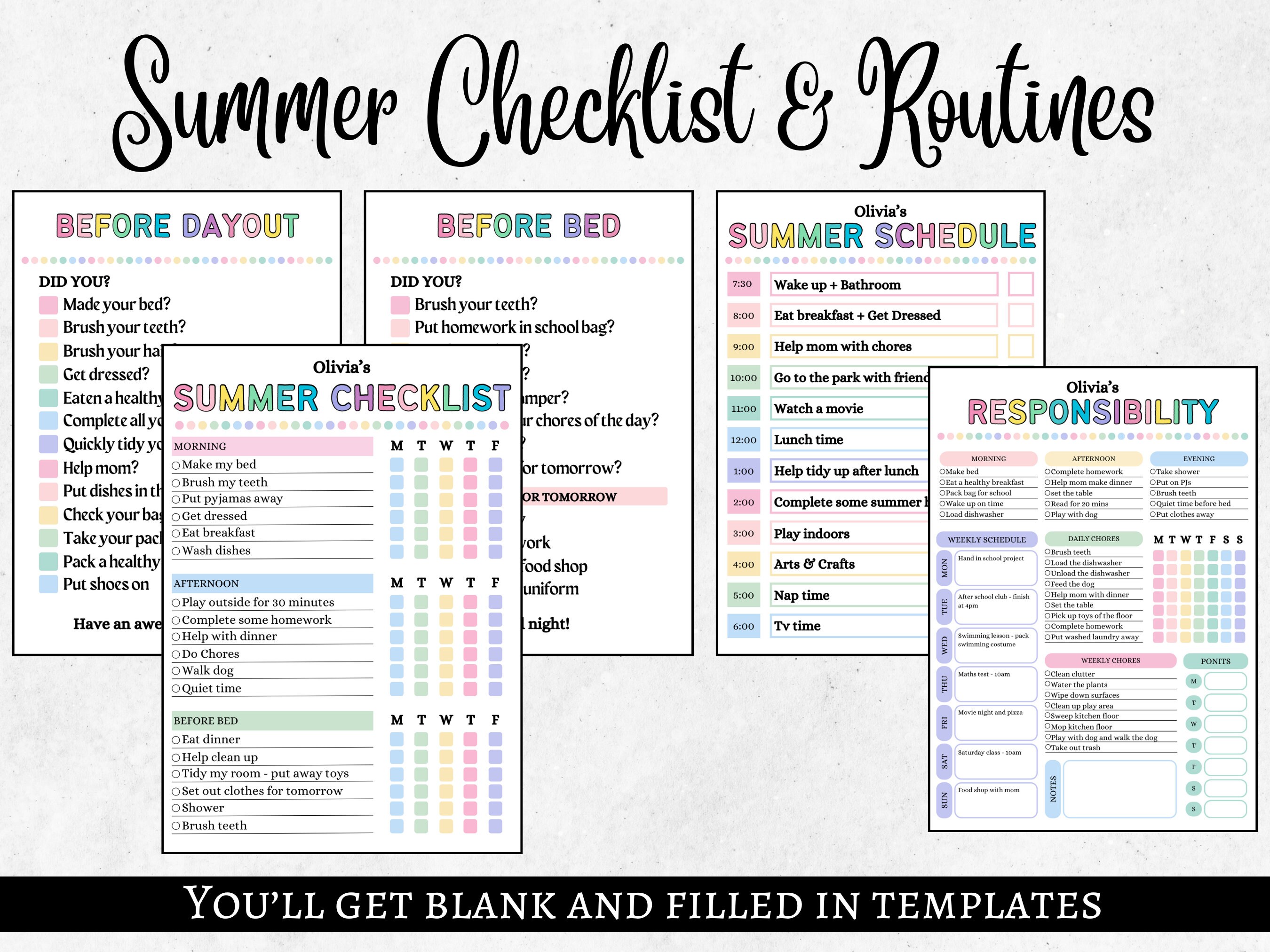 Kids Summer Planner, Printable Summer Planner, Summer Kids Bucket List ...
