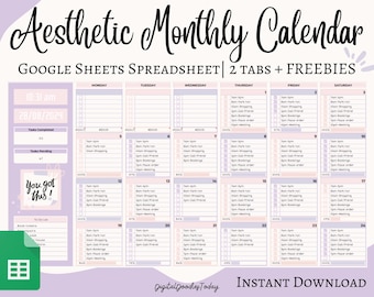 Digital Smart Calendar for Google Sheets, Task Tracker Spreadsheet ...