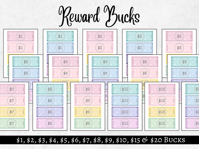 Editable Kids Reward Bucks Printable Mom Bucks, PDF Reward System for ...