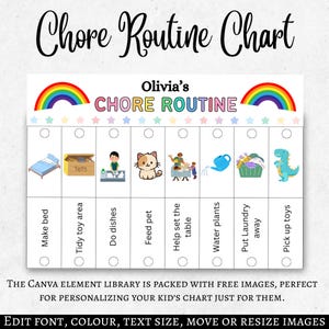 Kids Flip Routine Chart Editable Printable, Morning Evening Bedtime ...