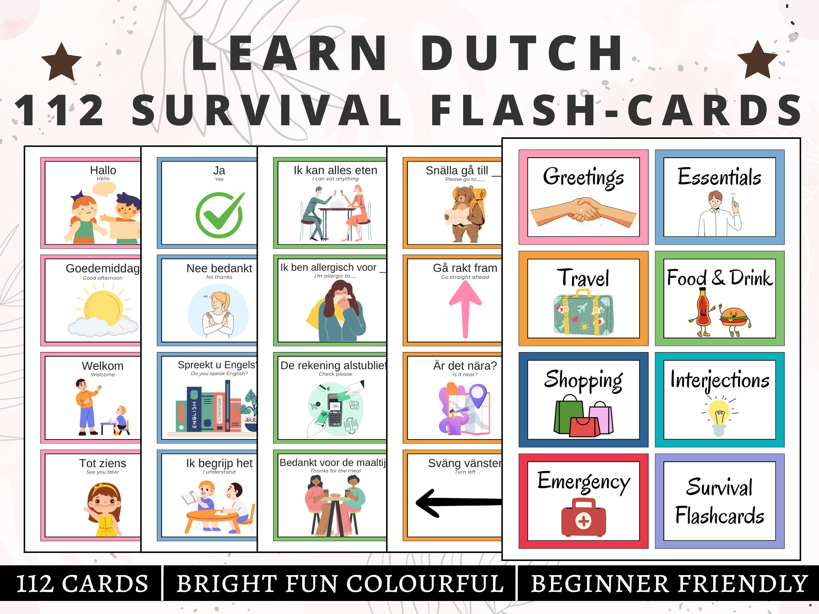 Dutch Flashcards for Beginners, Dutch Printable Flashcards, Dutch ...