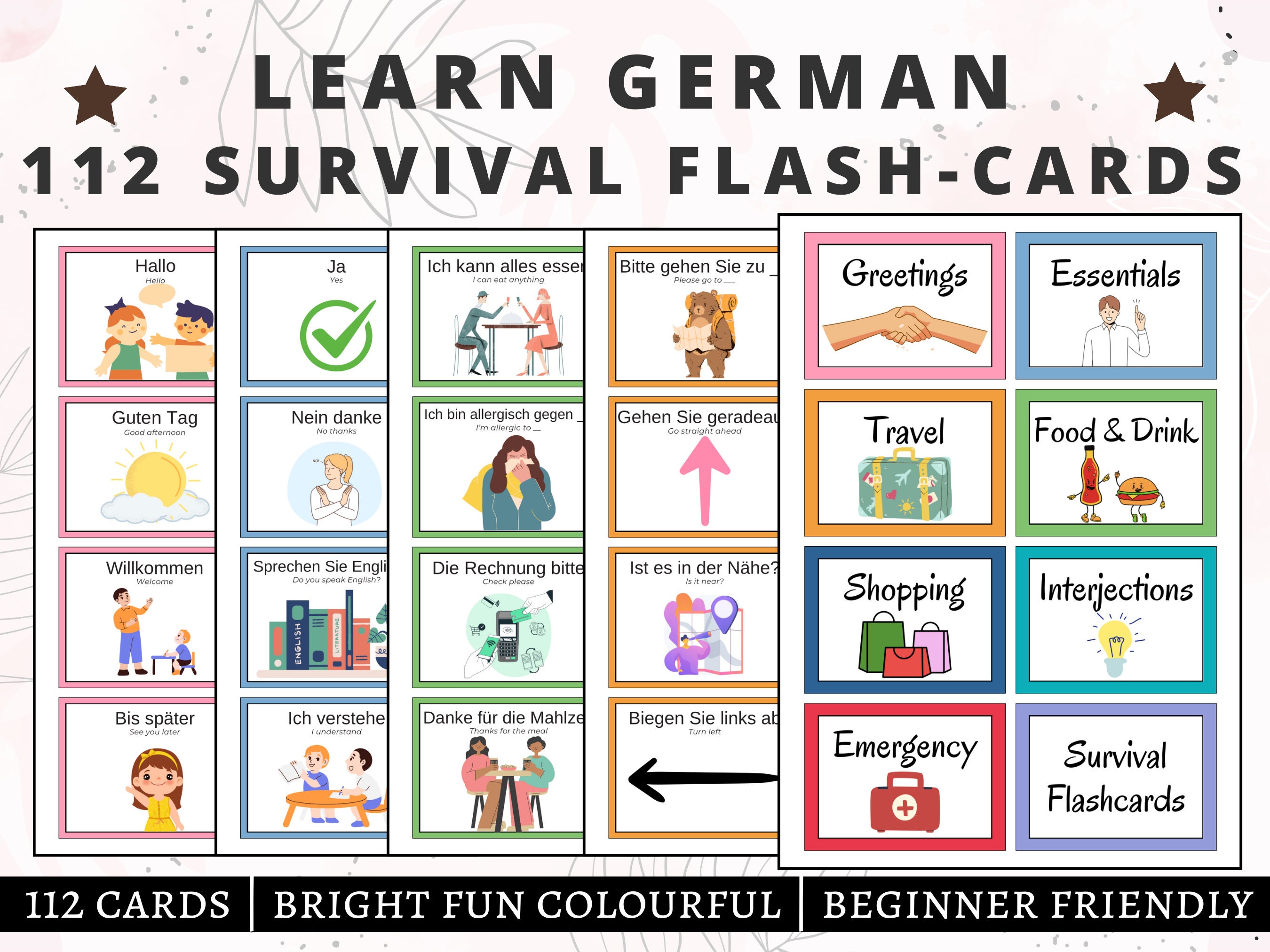 German Flashcards for Beginners, German Printable Flashcards, German ...