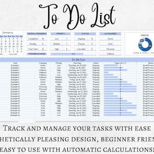 Excel to Do List Template Spreadsheet Task Planner Excel Daily to Do ...
