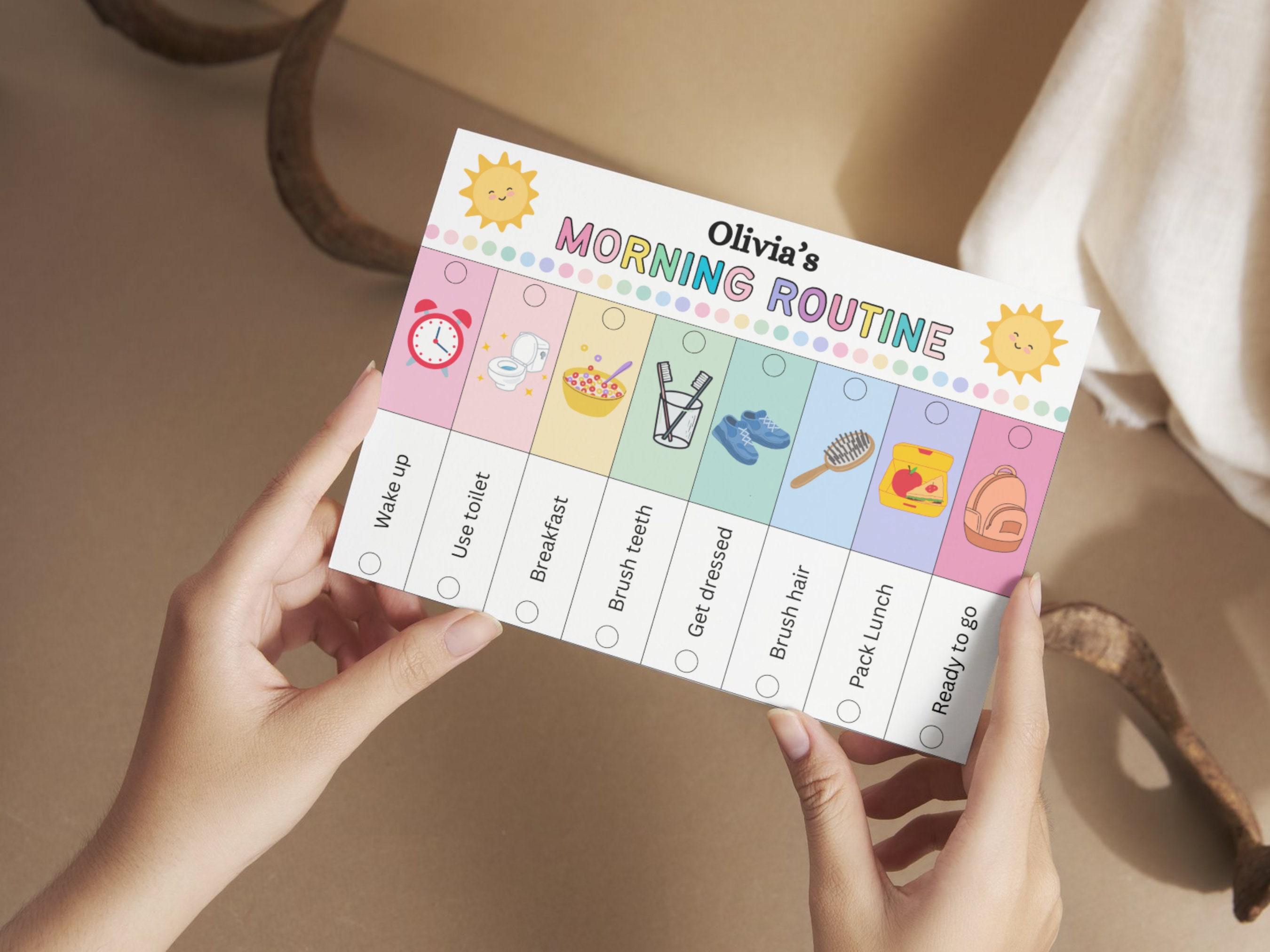 Kids Flip Routine Chart Editable Printable, Morning Evening Bedtime ...