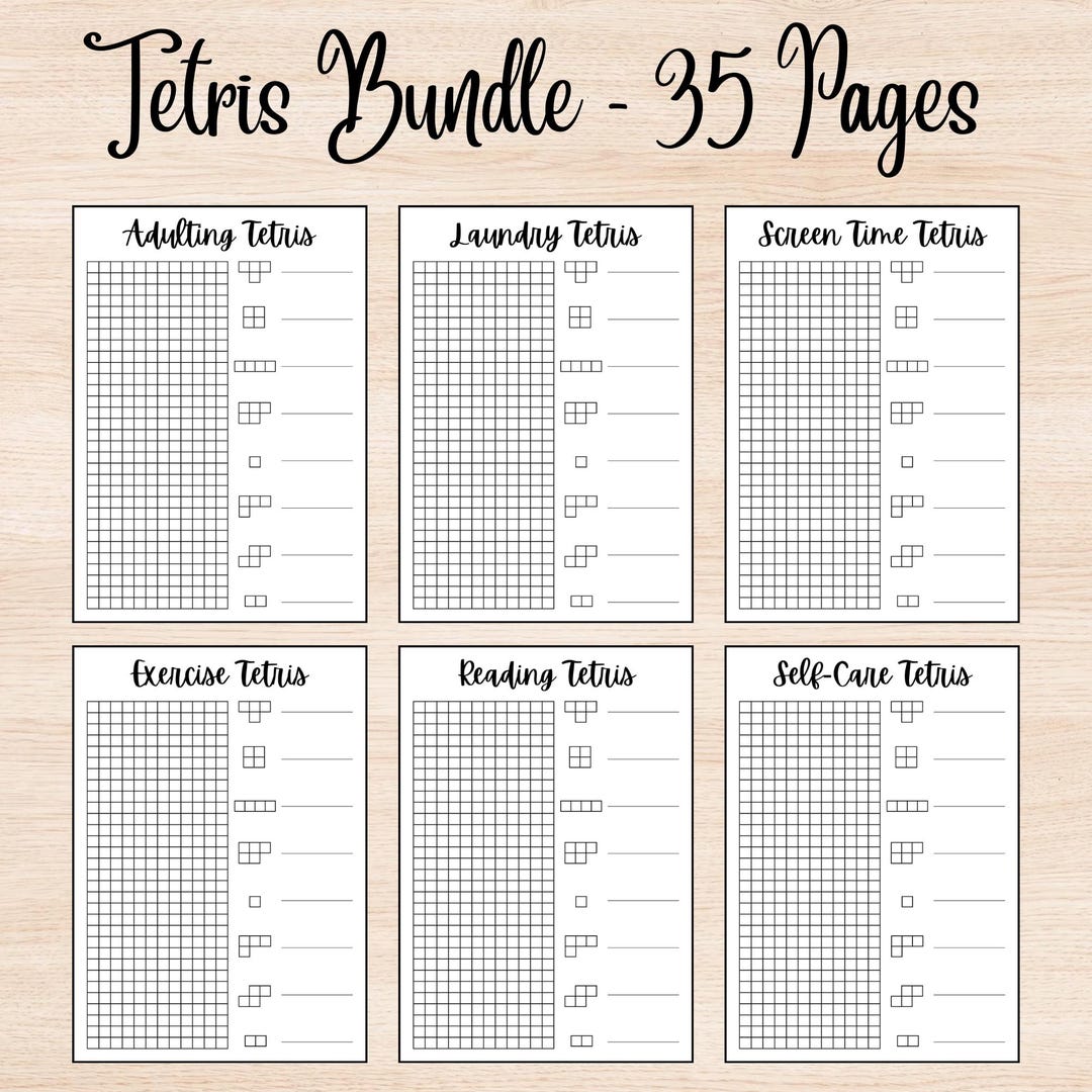 2025 Bullet Journal Setup, 35 Tetris Trackers, Blank Tetris Templates ...