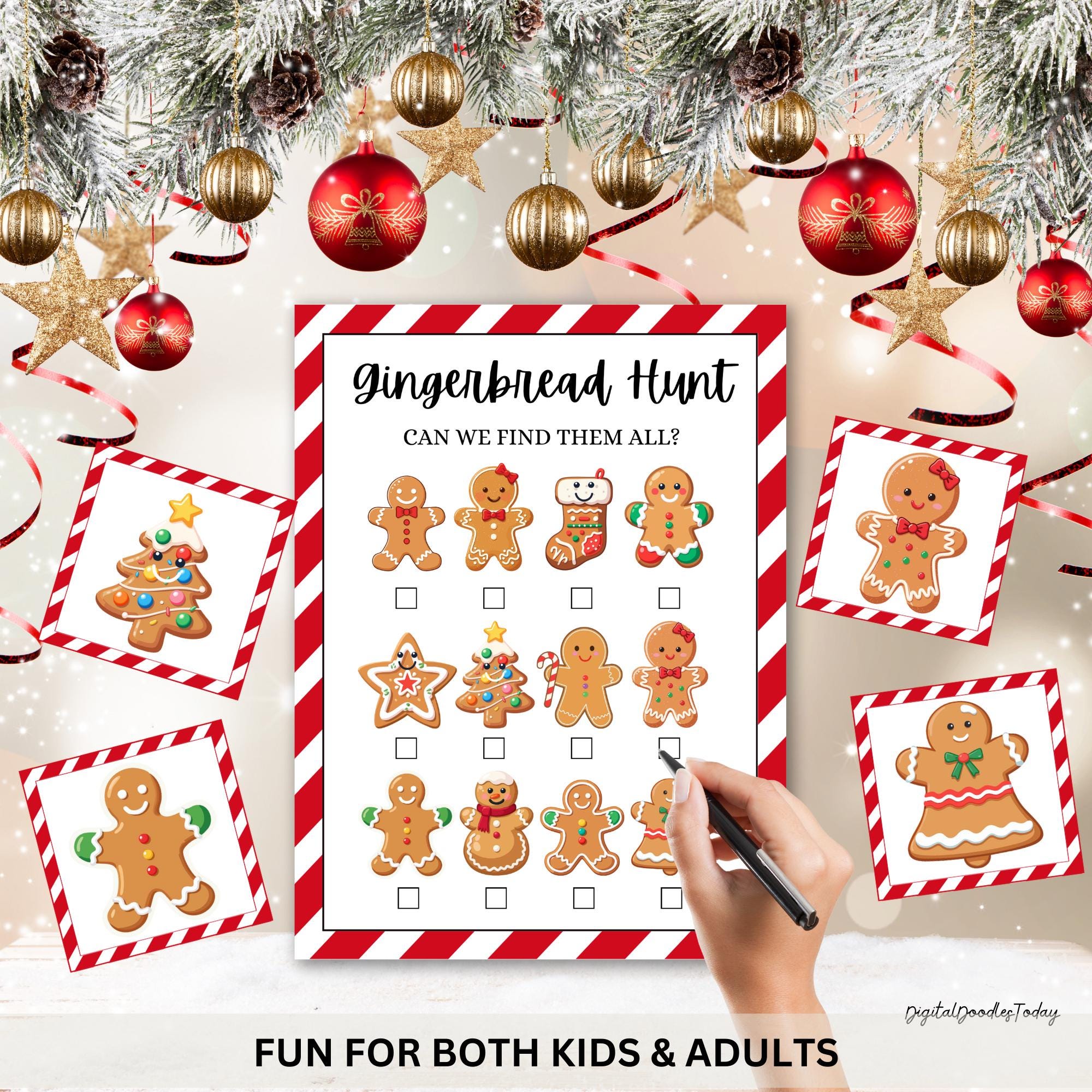 Christmas Scavenger Hunt Printable for Kids, Gingerbread Scavenger Hunt ...