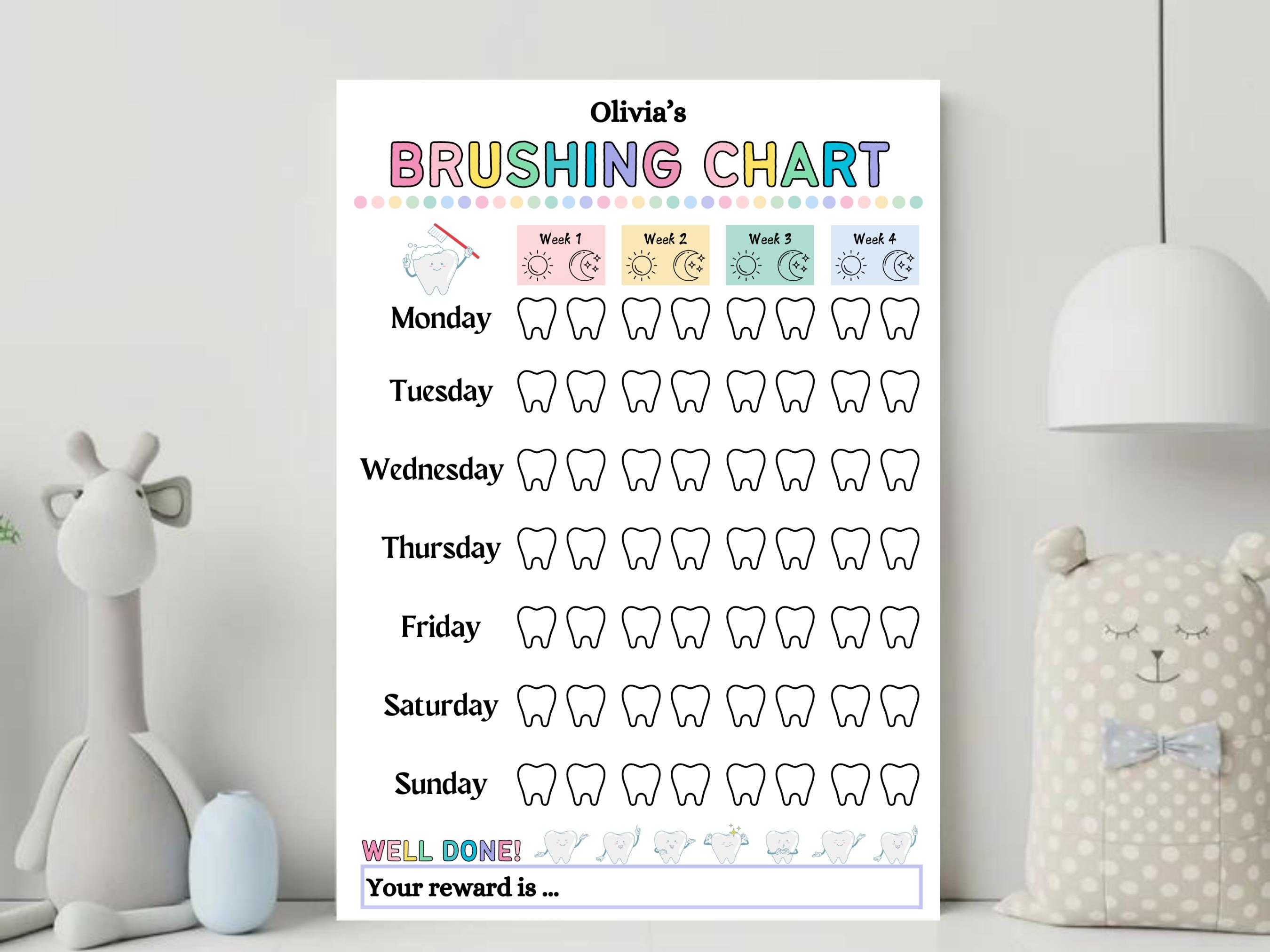 Printable I Brushed My Teeth Chart, Kids Teeth Brush Tracker, Teeth ...