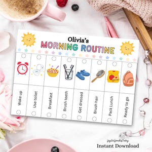 Kids Flip Routine Chart Editable Printable, Morning Evening Bedtime ...